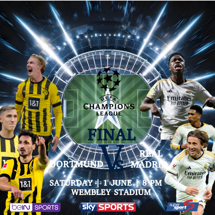 Black Maximalist Uefa Champions League Final Template | PosterMyWall