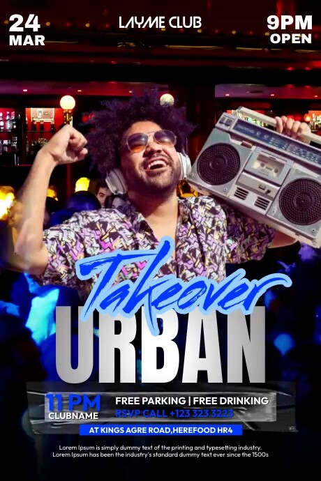 Black Maximalist Urban Takeover Party Poster Template | PosterMyWall