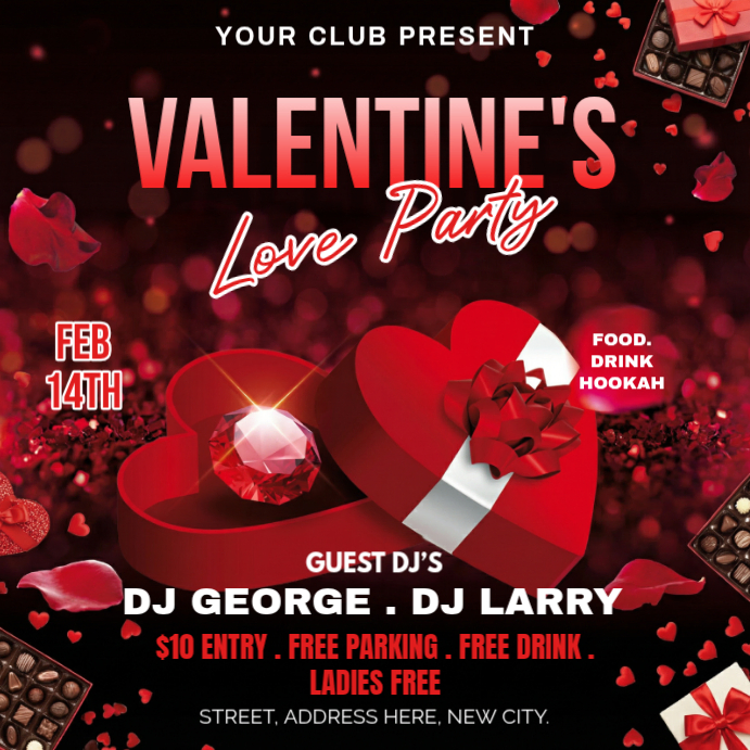 Black Maximalist Valentine's Day Square (1:1) Template | PosterMyWall