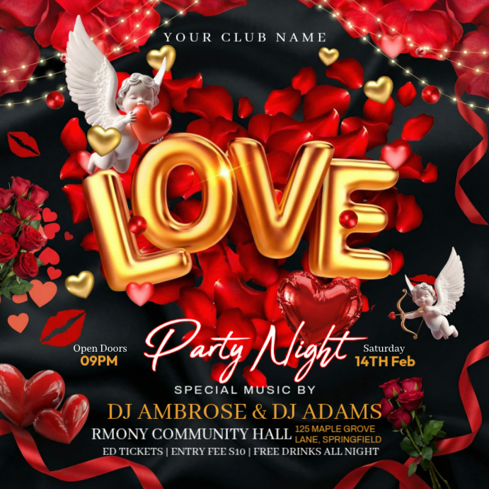 Black Maximalist Valentines Day Instagram Post Template | PosterMyWall