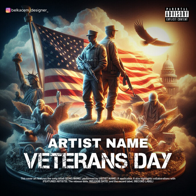Black Maximalist Veterans Day Album Cover Template | PosterMyWall