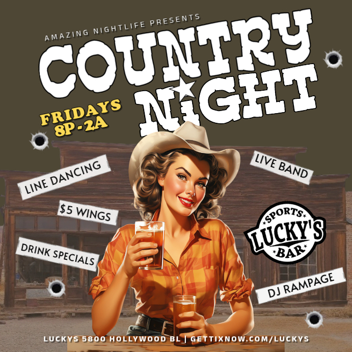Copy of Black Maximalist Vintage Country Night Bar Flyer Instagram Post ...