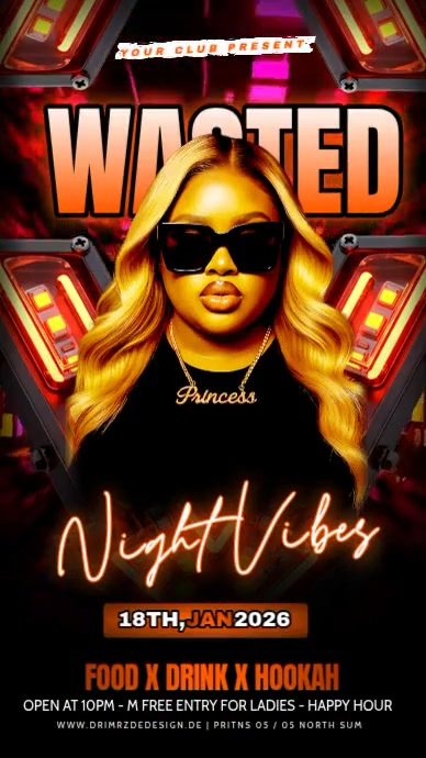 Black Maximalist Wasted Ladies Party Instagram Story Template ...