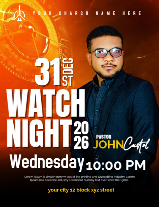 Plantilla de Black Maximalist Watch Night 2026 Flyer (us Letter ...