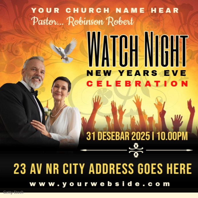 Black Maximalist Watch Night New Year Eve Celebration Square (1:1 ...