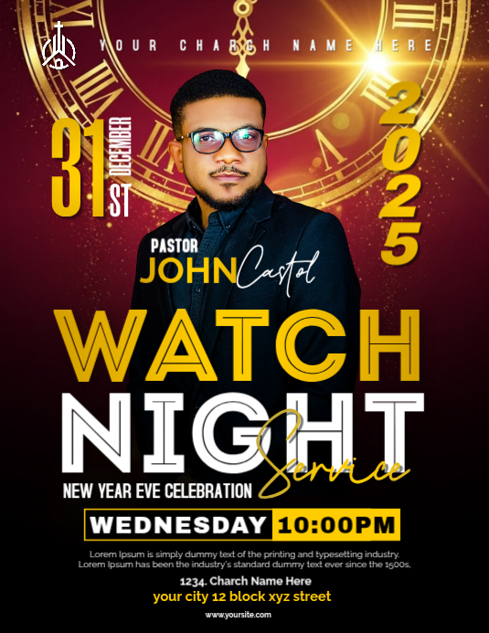 Black Maximalist Watch Night Service Flyer (us Letter) Template ...