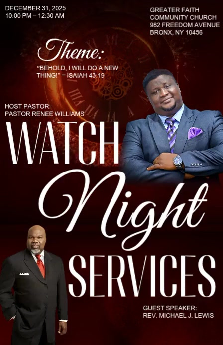 Black Maximalist Watch Night Service Flyer Tabloid Template | PosterMyWall