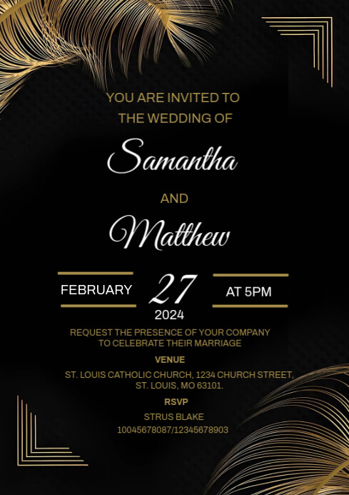 Black Maximalist Wedding Invitation A4 Template | PosterMyWall