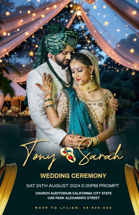 Black Maximalist Wedding Invitation Templates Design Tabloid | PosterMyWall