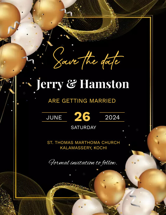 Black Maximalist Wedding Invitations Card Fl Template | PosterMyWall