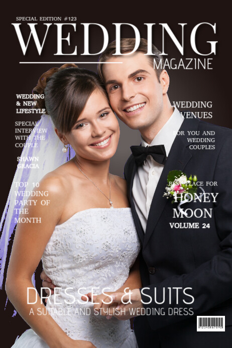 Black Maximalist Wedding Magazine Cover Design Poster Template ...