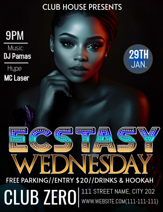 Black Maximalist Wednesday Night Party Flyer (us Letter) Template | PosterMyWall