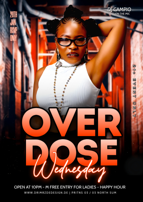 Black Maximalist Wednesday Party A4 Template | PosterMyWall