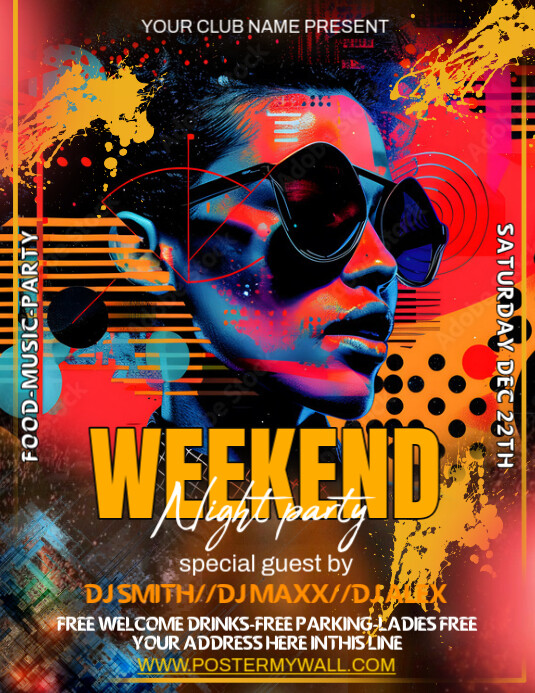 Black Maximalist Weekend Night Party Flyer Template Flyer (us Letter) | PosterMyWall