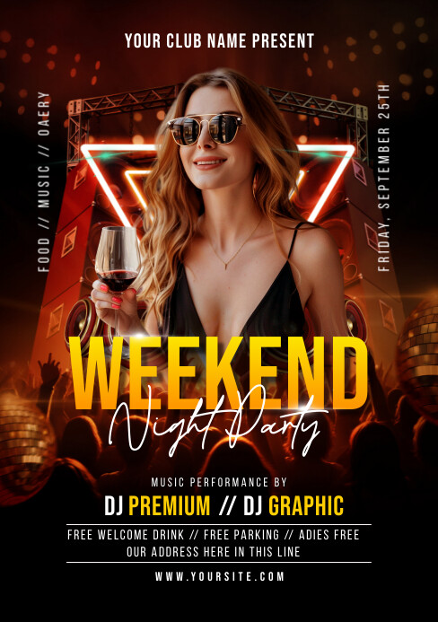 Black Maximalist Weekend Night Party Flyer Te Template | PosterMyWall