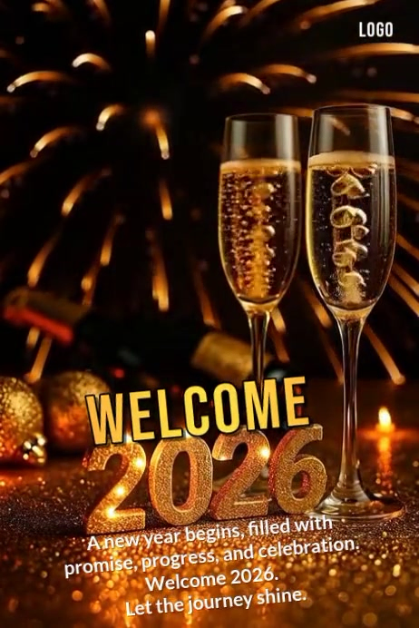 Black Maximalist Welcome 2026 Fireworks Celebration Video Template ...