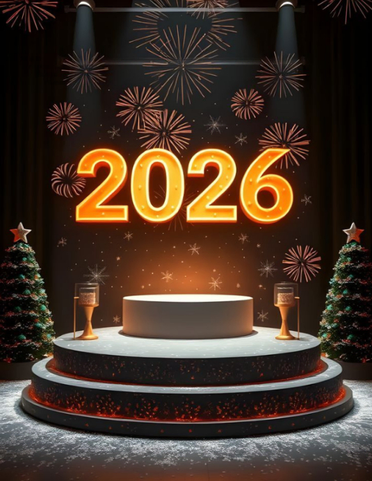 Black Maximalist Welcome 2026 New Year Celebration Stage Flyer (us ...