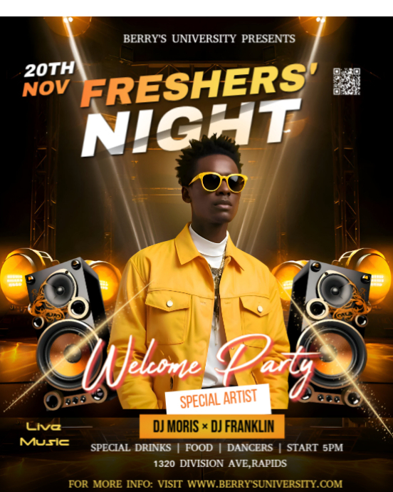 Copy of Black Maximalist Welcome Party, Freshers' Night Poster ...