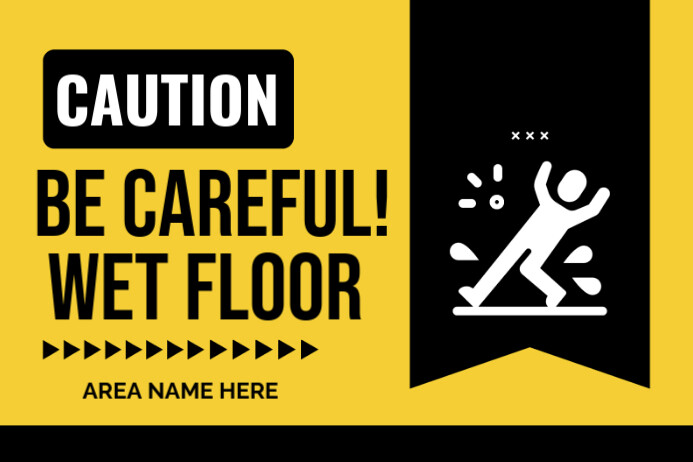 Black Maximalist Wet Floor Warning Posts Label Template | PosterMyWall