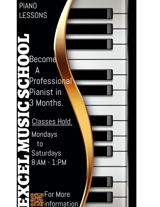 Black Maximalist White Piano Flyer Design Fl Template | PosterMyWall