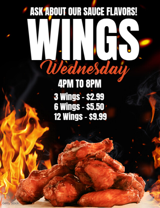 Copy of Black Maximalist Wings Wednesday Flyer (us Letter) | PosterMyWall