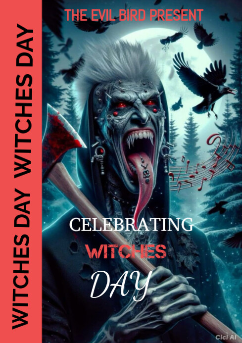 Black Maximalist Witches Day A4 Template | PosterMyWall