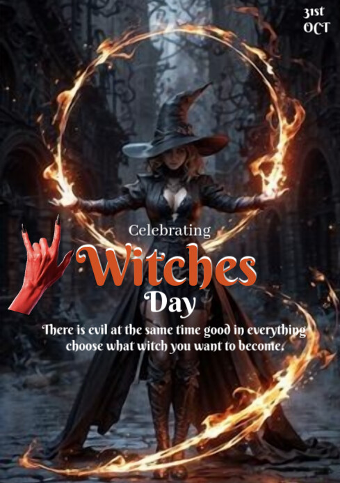 Plantilla de Black Maximalist Witches Day Online Design Flyer/template ...