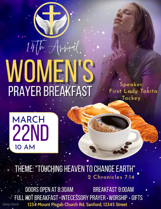 Black Maximalist Women's Prayer Breakfast Flyer (us Letter) Template ...