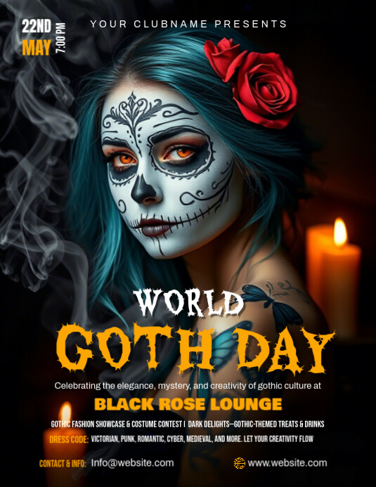 Plantilla de Black Maximalist World Goth Day Flyer (us Letter ...