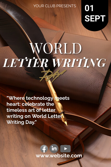 Black Maximalist World Letter Writing Day Fly Template | PosterMyWall