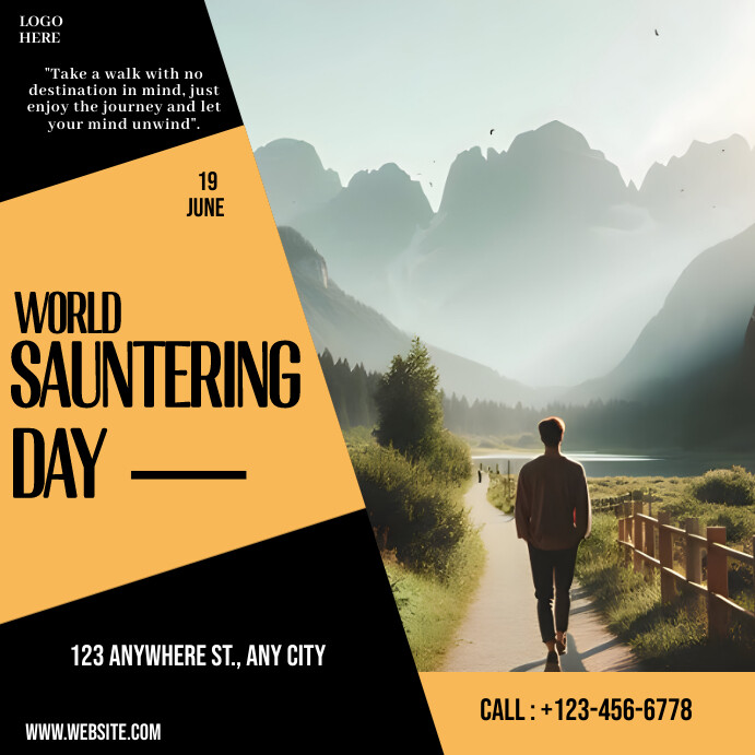Black Maximalist World Sauntering Day Instag Template | PosterMyWall