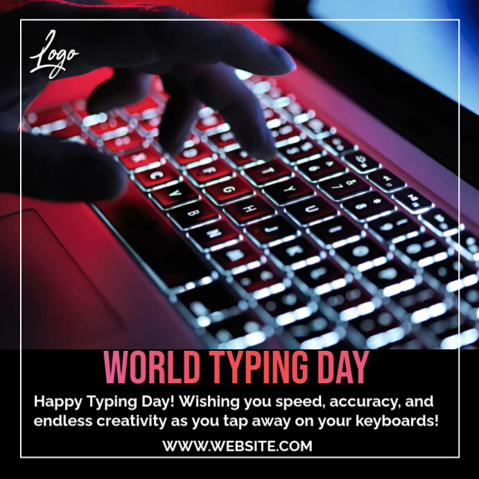 Plantilla de Black Maximalist World Typing Day Instagram Post ...