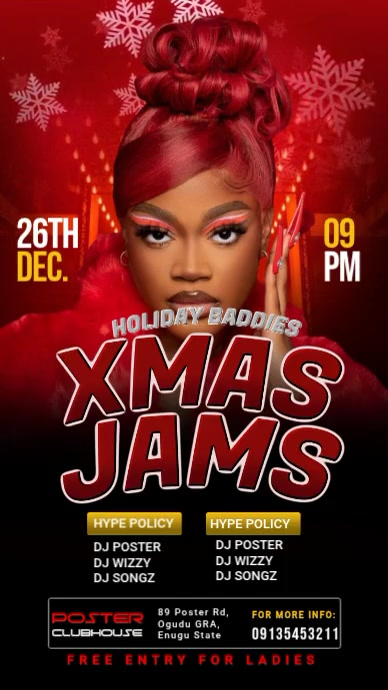 Black Maximalist Xmas Jamz Party Flyer Template Instagram Story ...