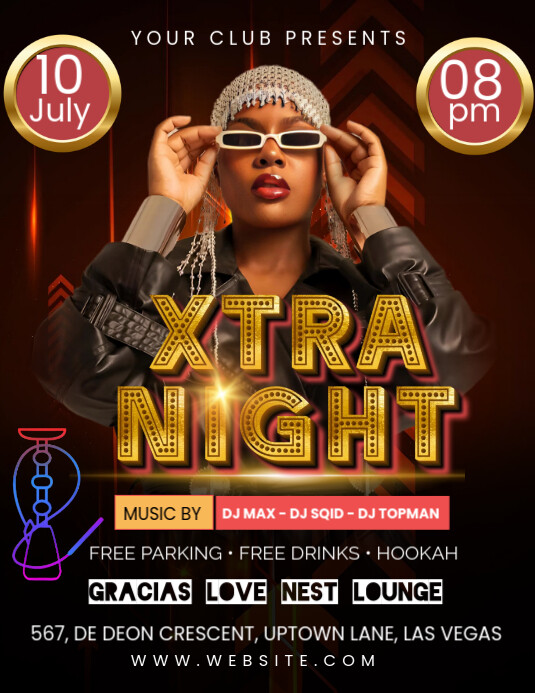 Black Maximalist Xtra Night Party Flyer Flyer (us Letter) Template ...