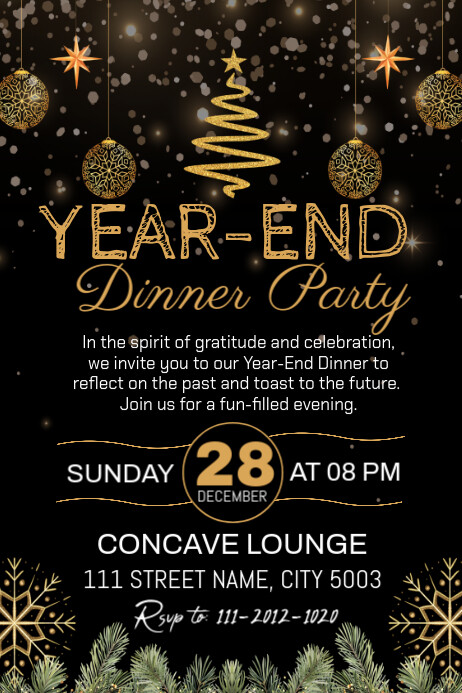 Black Maximalist Year-end Dinner Party Poster Template | PosterMyWall