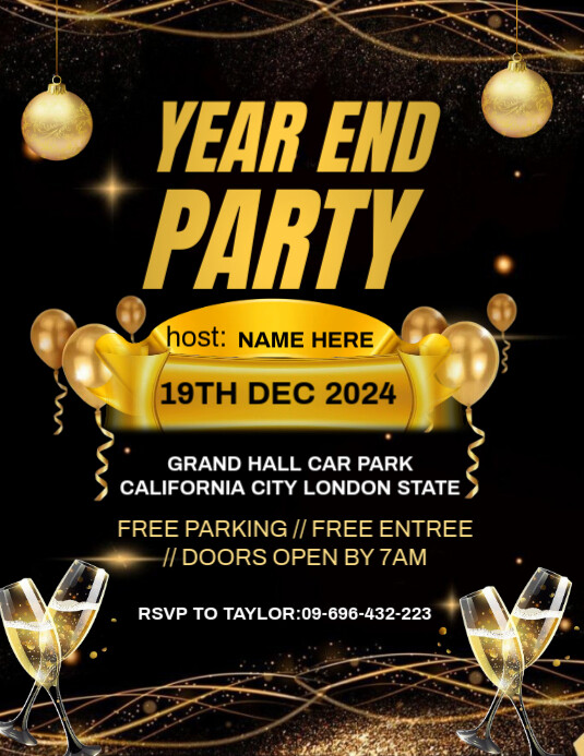 Copy of Black Maximalist Year End Party Invitation Template Flyer (us ...