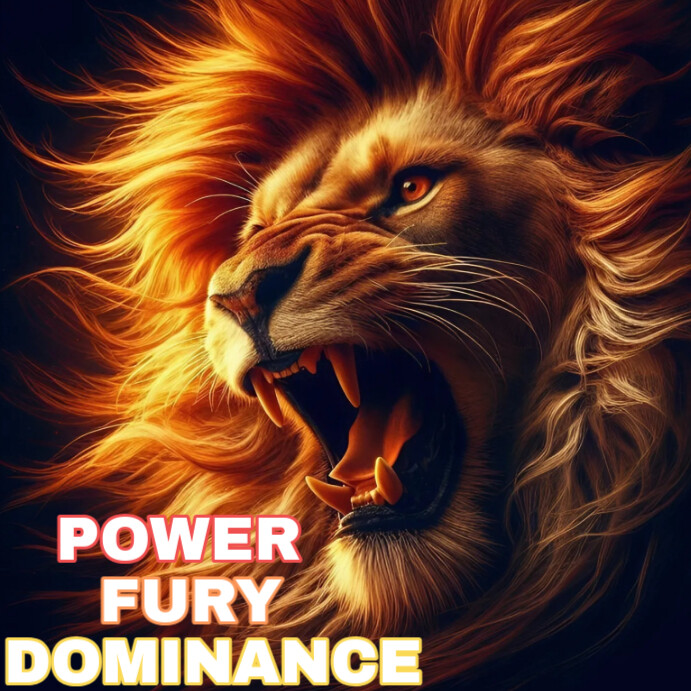 Black Maximalist Yellow Gold Black Power Fury Dominance Lion Design ...