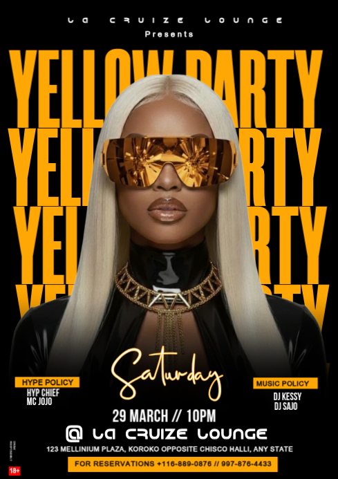 Black Maximalist Yellow Party A3 Template | PosterMyWall