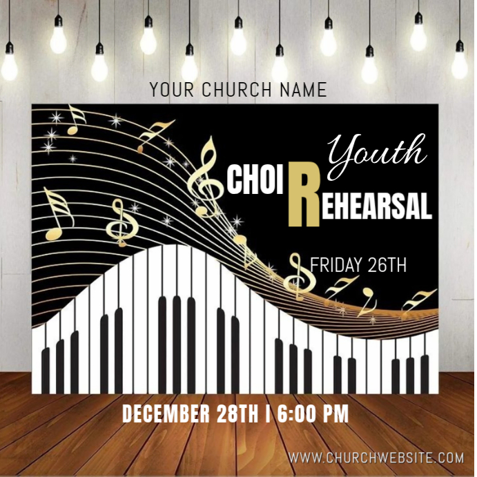 Plantilla de Black Maximalist Youth Choir Rehearsal Online Design Flyer ...