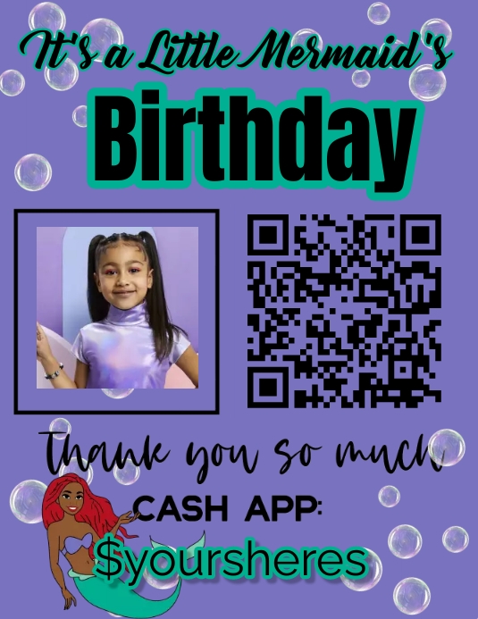 Black Mermaid | Mermaid | Birthday | Party Template | PosterMyWall