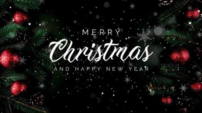 Black Merry Christmas And Happy New Year Tampilan Digital (16:9 ...