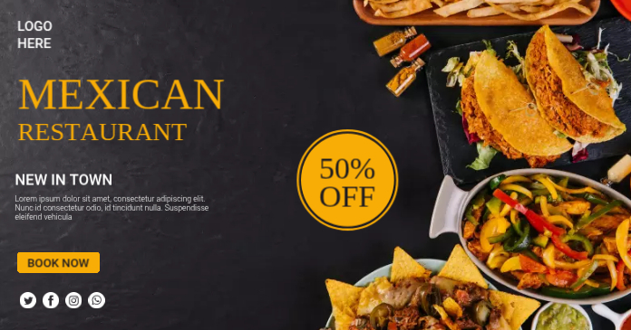 Black Mexican Restaurant Promotion Facebook Shared Image Template ...