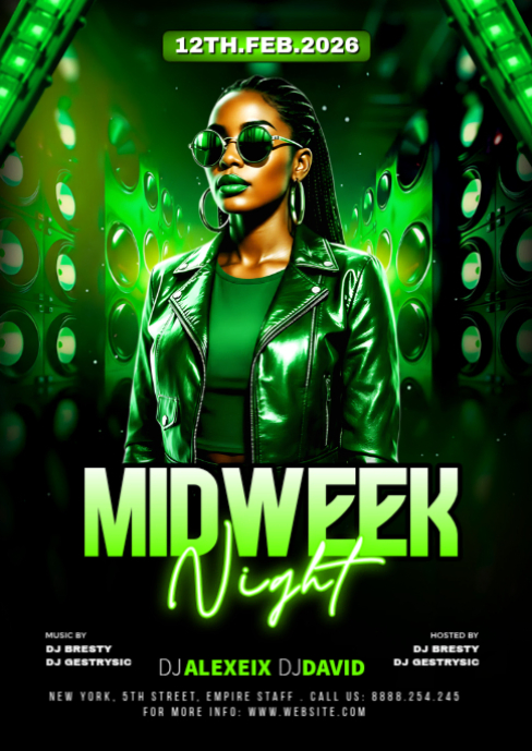 Copy of Black Midweek Night Party A6 | PosterMyWall