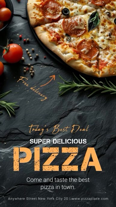 Black Minimal Pizza Instagram Ad Template | PosterMyWall