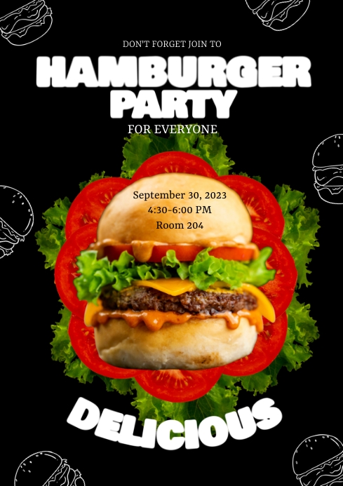 Copy of Black Minimalist Hamburger | PosterMyWall