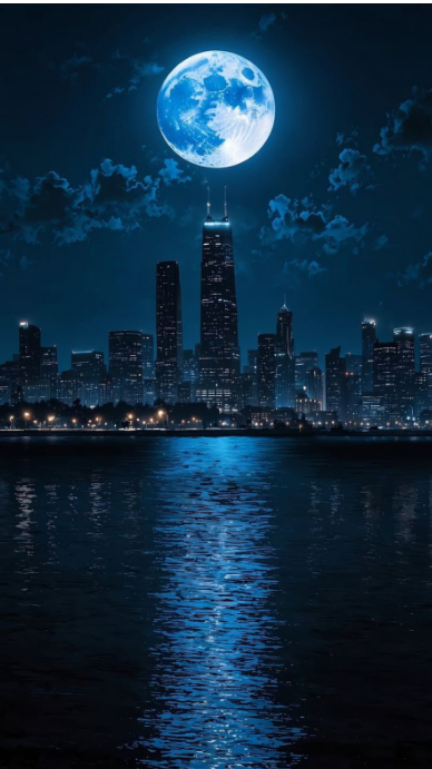 Plantilla de Black Modern & Minimal “city Under The Full Moon – Night ...