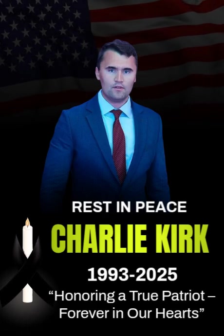Black Modern & Minimal “in Loving Memory Tribute Poster – Charlie Kirk ...