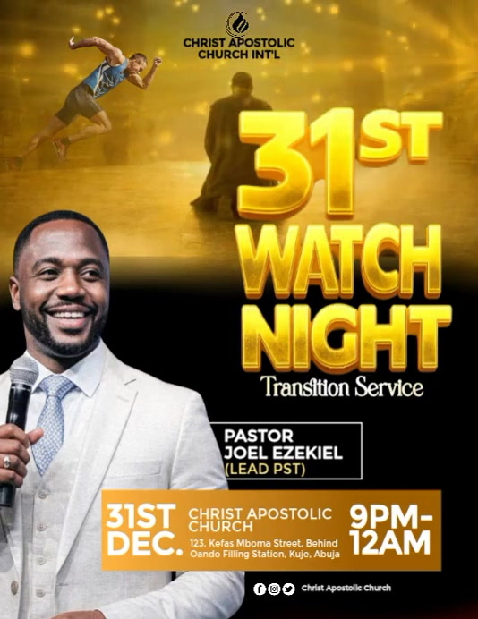 Black Modern & Minimal 31st Night Church Service Flyer (us Letter ...