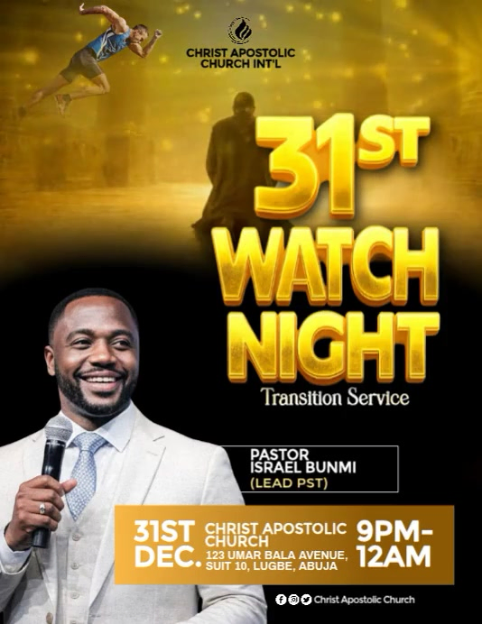 Black Modern & Minimal 31st Night Church Service Flyer (us Letter ...