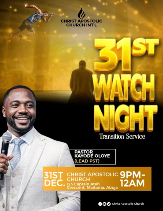 Black Modern & Minimal 31st Night Church Service Flyer (us Letter ...